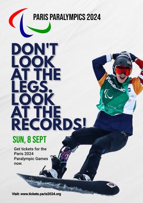 White Modern & Minimal Paris Paralympics Game Template | PosterMyWall