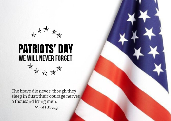 White Modern & Minimal Patriots' Day Postcard Template | PosterMyWall