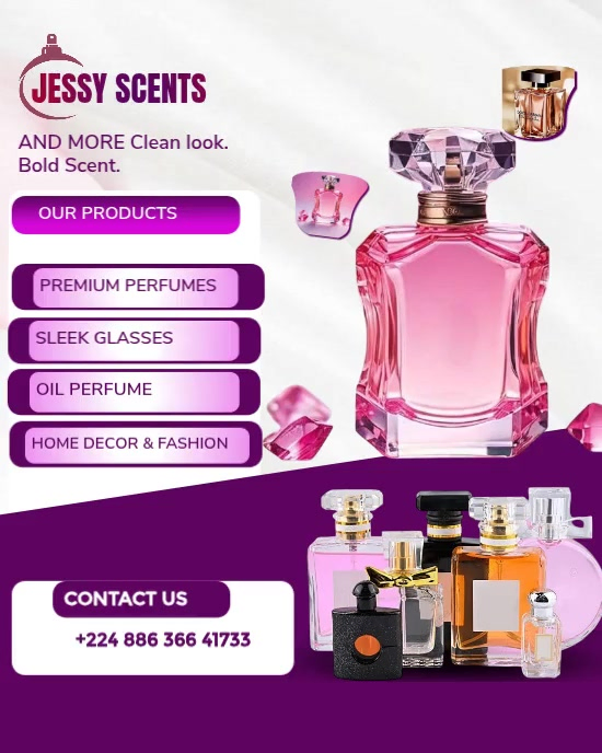 White Modern & Minimal Perfume Flyer Design Templates Instagram ...