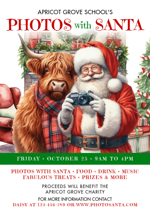 White Modern & Minimal Photos With Santa Flyer A4 Template | PosterMyWall