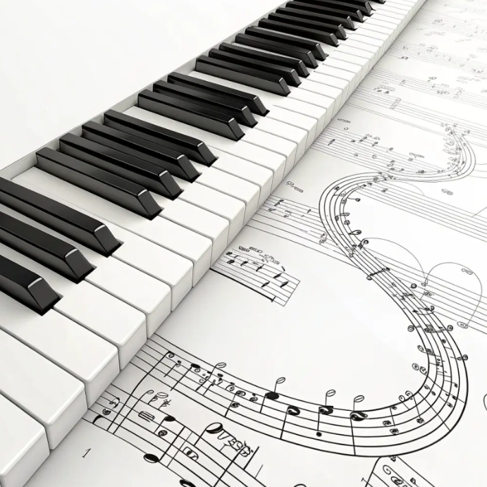 White Modern & Minimal Piano Keys With Sheet Music Background Instagram ...
