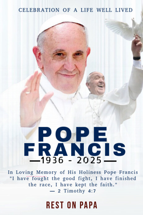 Plantilla de White Modern & Minimal Pope Francis Burial Poster Poster ...