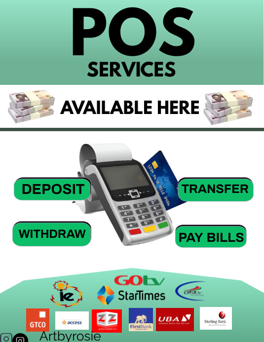 White Modern & Minimal Pos Services Template | PosterMyWall