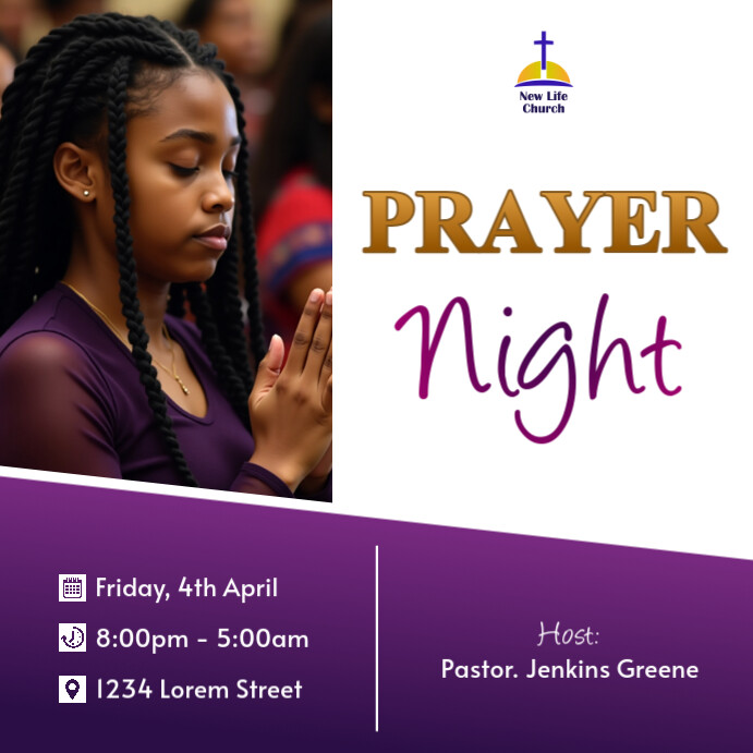 Copy of White Modern & Minimal Prayer Night Friday Night Prayers Church ...