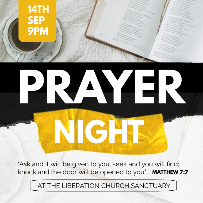 Copy of White Modern & Minimal Prayer Night Kesha Ins | PosterMyWall