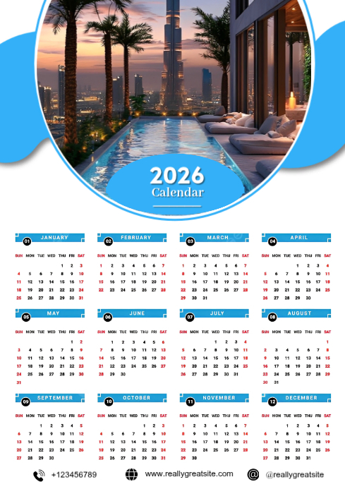 Copy of White Modern & Minimal Printable A4 Wall Calendar Design A4 ...