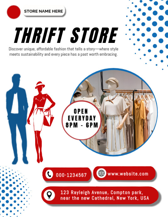 White Modern & Minimal Printable Thrift Store Flyer (us Letter ...