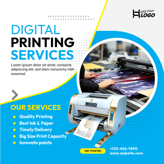 White Modern & Minimal Printing Shop Poster Square (1:1) Template ...