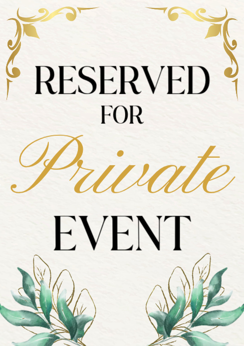 Plantilla de White Modern & Minimal Private Event Sign A3 | PosterMyWall