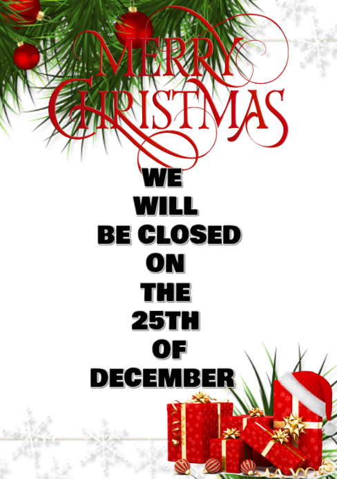 White Modern & Minimal Professional Christmas Closed Sign - Business ...