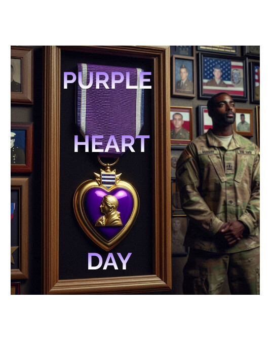 White Modern & Minimal Purple Heart Day Flyer Templat | PosterMyWall