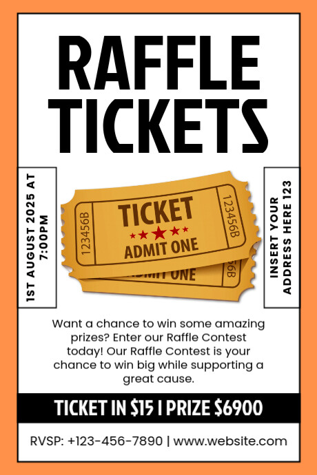 White Modern & Minimal Raffle Ticket Contest Poster Template | PosterMyWall