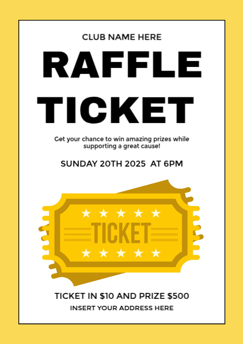 White Modern & Minimal Raffle Ticket Contest A4 Template | PosterMyWall