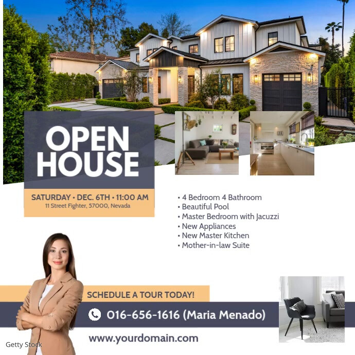 White Modern & Minimal Real Estate Open House Instagram Ad Template ...