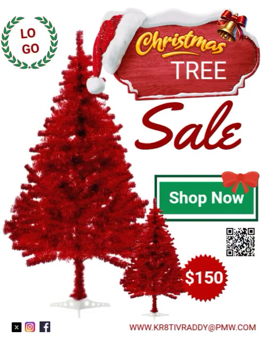 White Modern & Minimal Red Christmas Tree Flyer (us Letter) Template ...