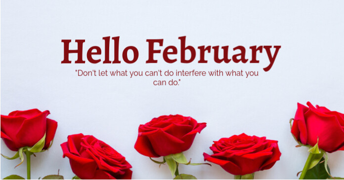 Copy of White Modern & Minimal Red White Modern Hello February Facebook ...