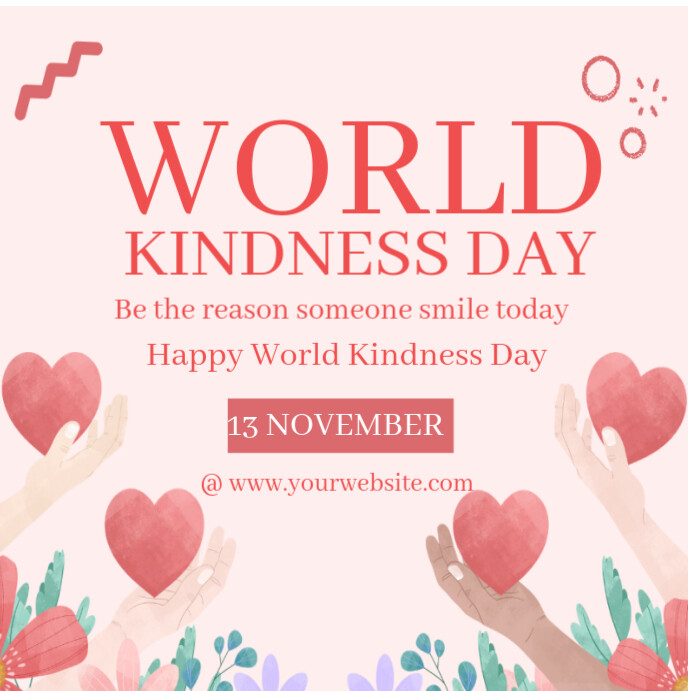 White Modern & Minimal Red World Kindness Day Instagram Post Template ...