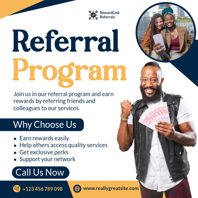 White Modern & Minimal Referal Program Instagram Post Template ...