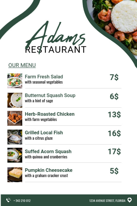 White Modern & Minimal Restaurant Menu Poster Templat | PosterMyWall