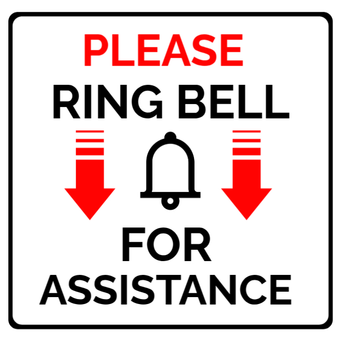 White Modern & Minimal Ring Bell For Assistance Instagram Post Template ...