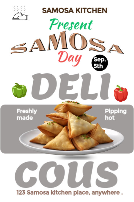 White Modern & Minimal Samosa Day Poster Template | PosterMyWall