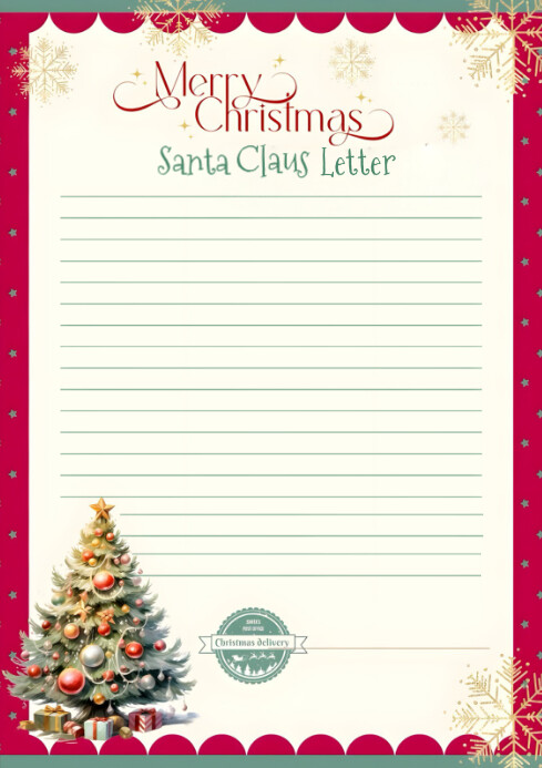 White Modern & Minimal Santa Letter A4 Template | PosterMyWall