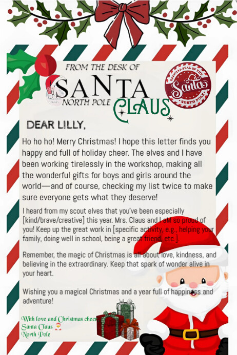 Copy of White Modern & Minimal Santa Letter Poster | PosterMyWall