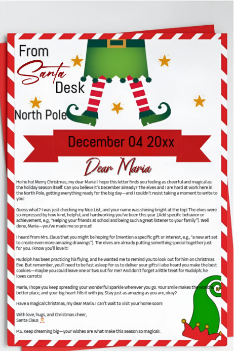 White Modern & Minimal Santa Letter Poster Template | PosterMyWall