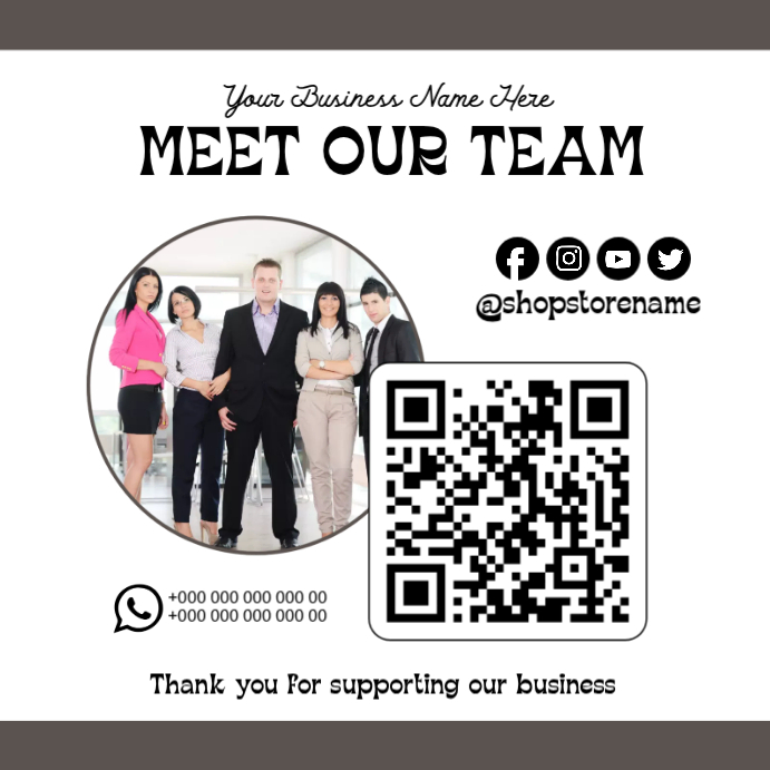 White Modern & Minimal Scan And Meet Our Team Instagram Post Template ...