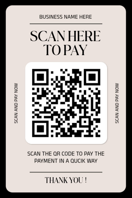 White Modern & Minimal Scan And Pay The Payment Poster Template ...