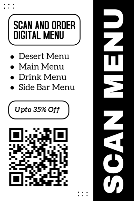 White Modern & Minimal Scan Menu Card Poster Template | PosterMyWall