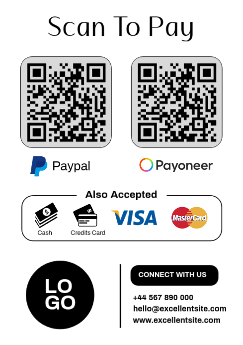 White Modern & Minimal Scan To Pay A4 Template | PosterMyWall