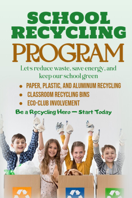 White Modern & Minimal School Recycling Program Poster Template ...