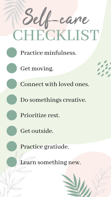 Copy of White Modern & Minimal Self-care Checklist Te | PosterMyWall