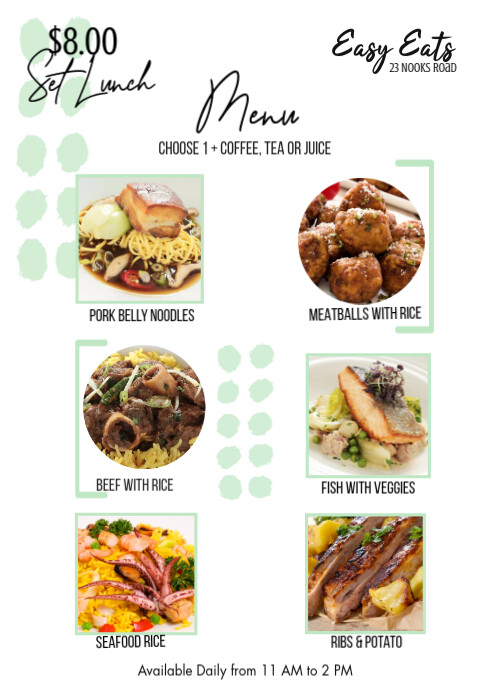 Copy of White Modern & Minimal Set Lunch Special Deals Menu A4 ...