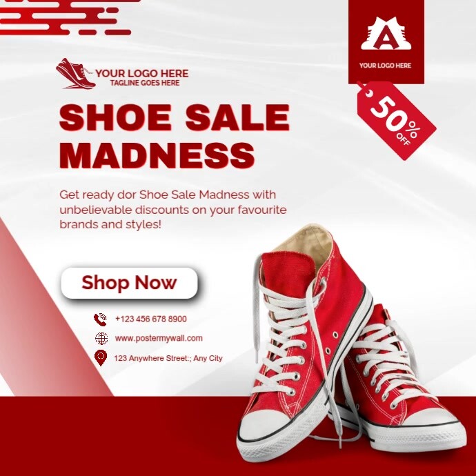 White Modern & Minimal Shoe Sale Flyer Design Instagram Post Template ...