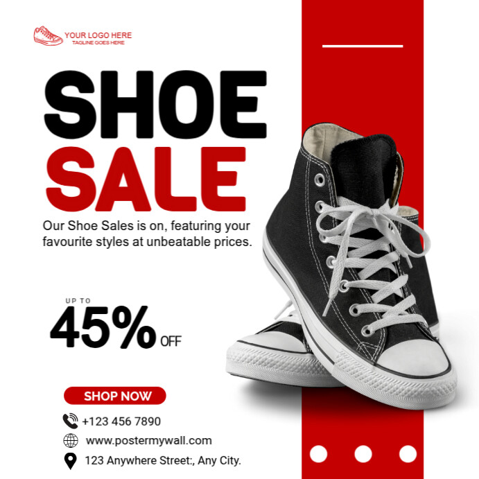 White Modern & Minimal Shoe Sales Flyer Design Instagram Post Template ...