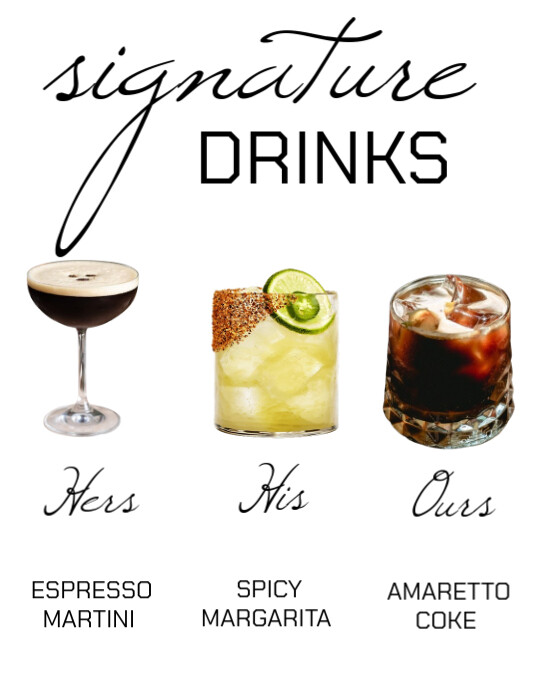 White Modern & Minimal Signature Drinks Flyer (us Letter) Template ...