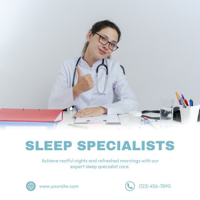 White Modern & Minimal Sleep Specialists Inst Template | PosterMyWall