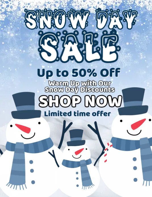 White Modern & Minimal Snow Day Sale Flyer (us Letter) Template ...
