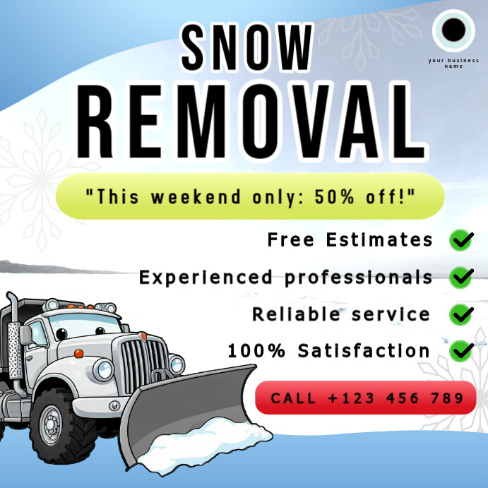 White Modern & Minimal Snow Removal Instagram Post Template | PosterMyWall