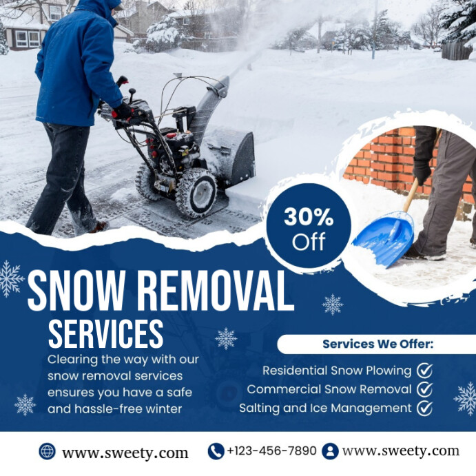 White Modern & Minimal Snow Removal Services Instagram Post Template ...