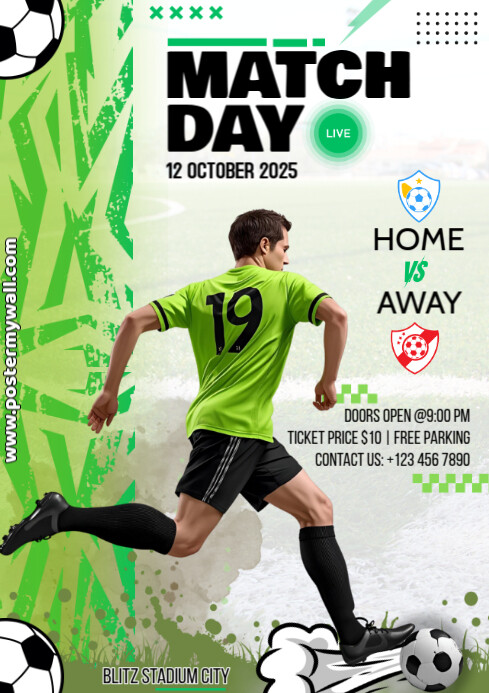 White Modern & Minimal Soccer Match Day A4 Template | PosterMyWall