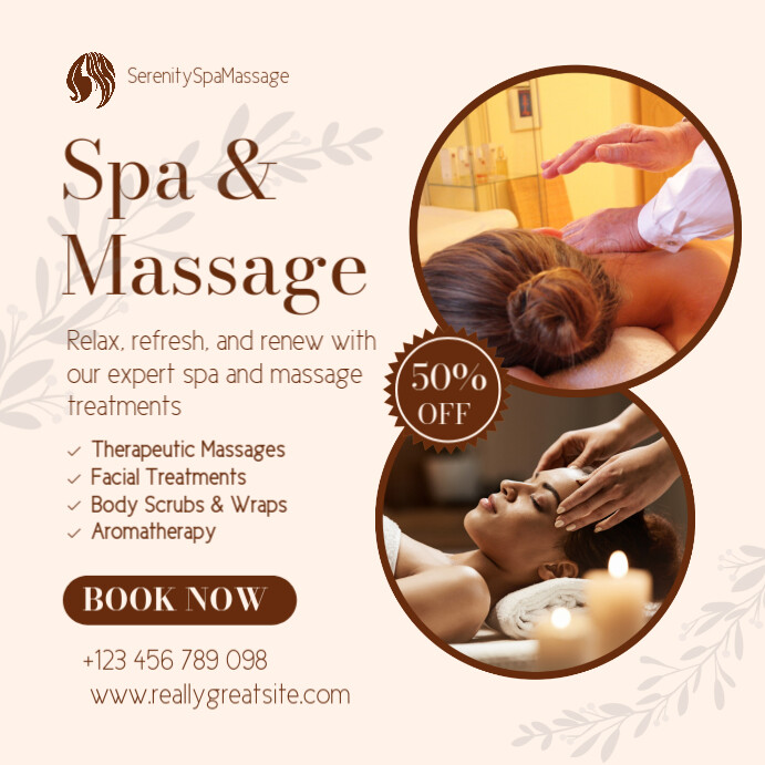 White Modern & Minimal Spa And Massage Poster Template Instagram Post ...