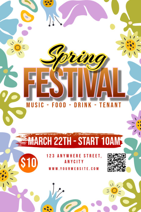 White Modern & Minimal Spring Festival Poster Template | PosterMyWall