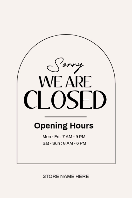White Modern & Minimal Store Closed Sign Poster Template | PosterMyWall