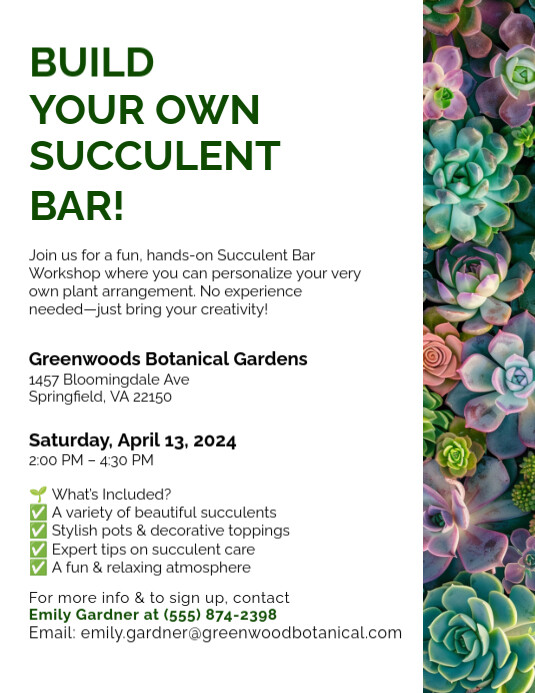 Plantilla de White Modern & Minimal Succulent Bar Flyer Flyer (us ...