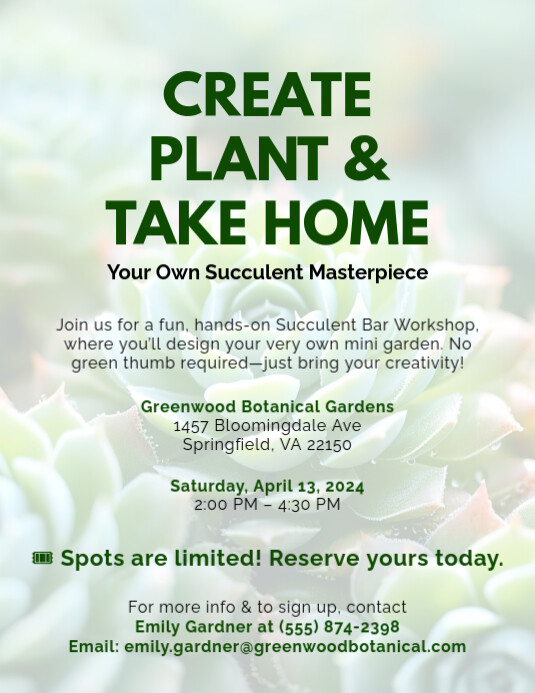 Copy of White Modern & Minimal Succulent Bar Flyer Flyer (us Letter ...