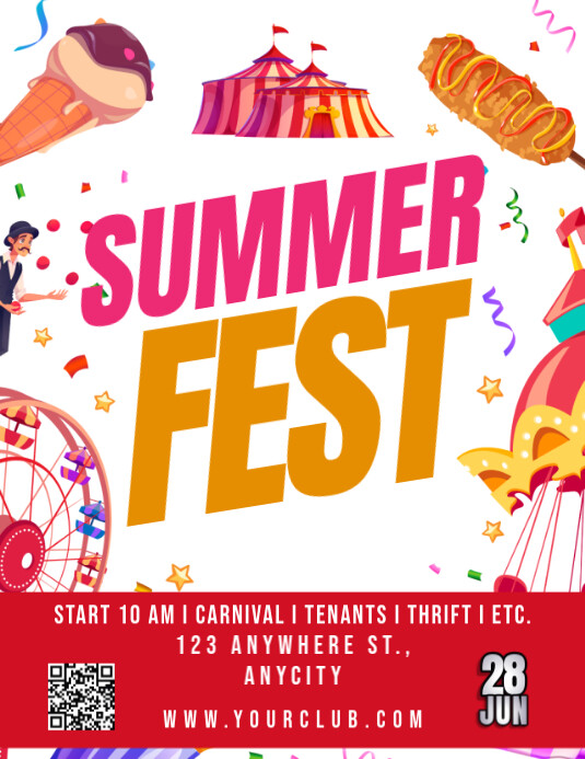 White Modern & Minimal Summer Fest Pamflet (letter As) Template ...