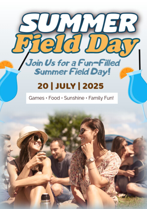 White Modern & Minimal Summer Field Day A4 Template | PosterMyWall